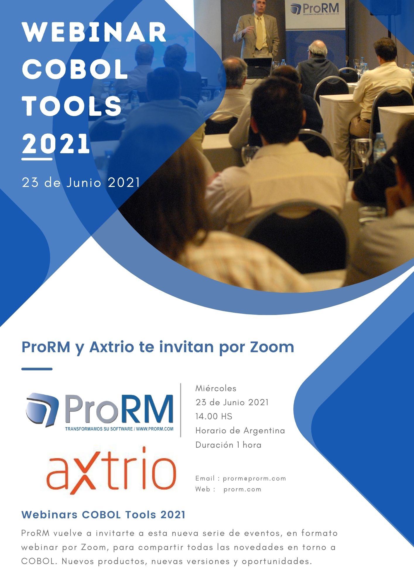 Webinar COBOL Tools 2021 por Zoom el 23 de Junio - ProRM
